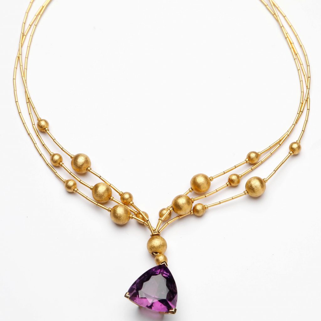 Collar Amatista Trillion Oro - J.Roca