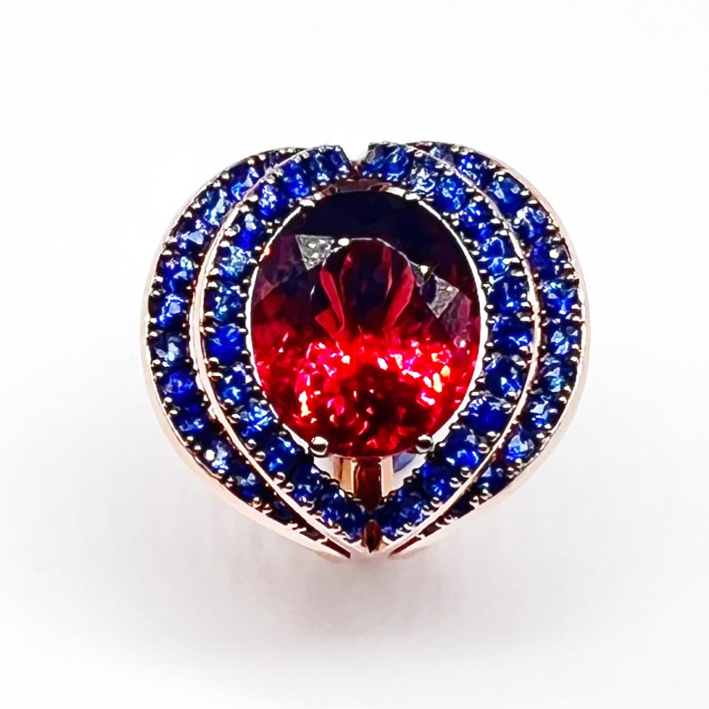 Anillo turmalina vino - J.Roca